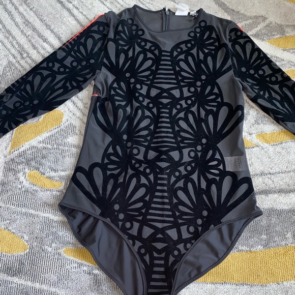 Puma | Tops | Puma X Sophia Webster Black Sheer Velvet Flock Leotard ...